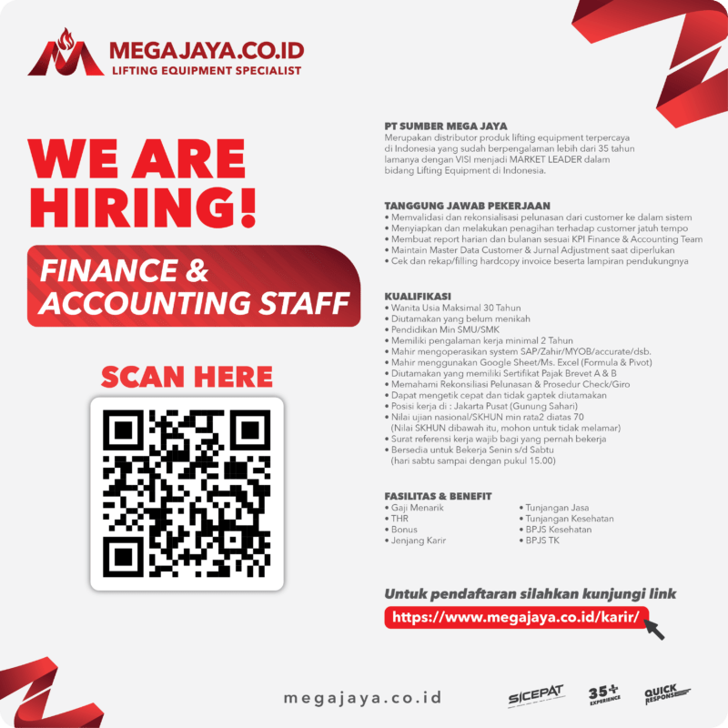 Lowongan Kerja Finance & Accounting - Video Editor & Videographer - Warehouse & Production Staff ...
