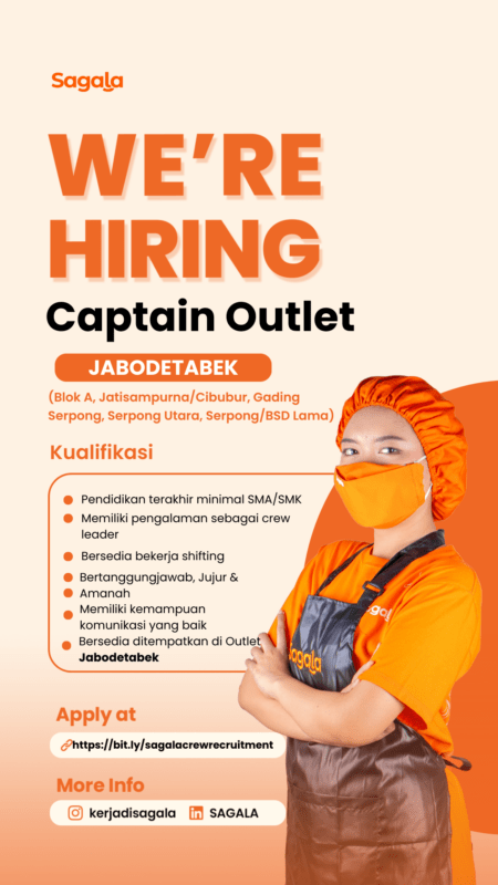 Lowongan Kerja Captain Outlet - Outlet Crew di Sagala Group - JakartaKerja