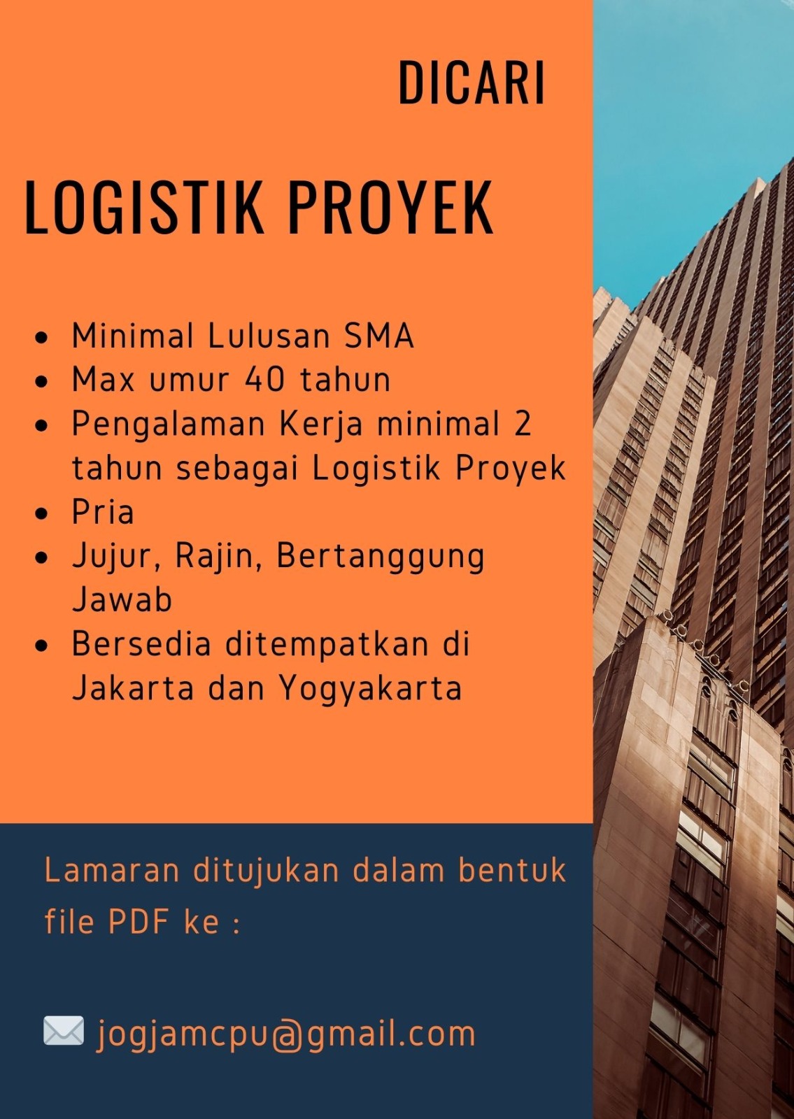 Lowongan Kerja Logistik Bangunan di PT. Mitra Cipta Putra Utama - JakartaKerja