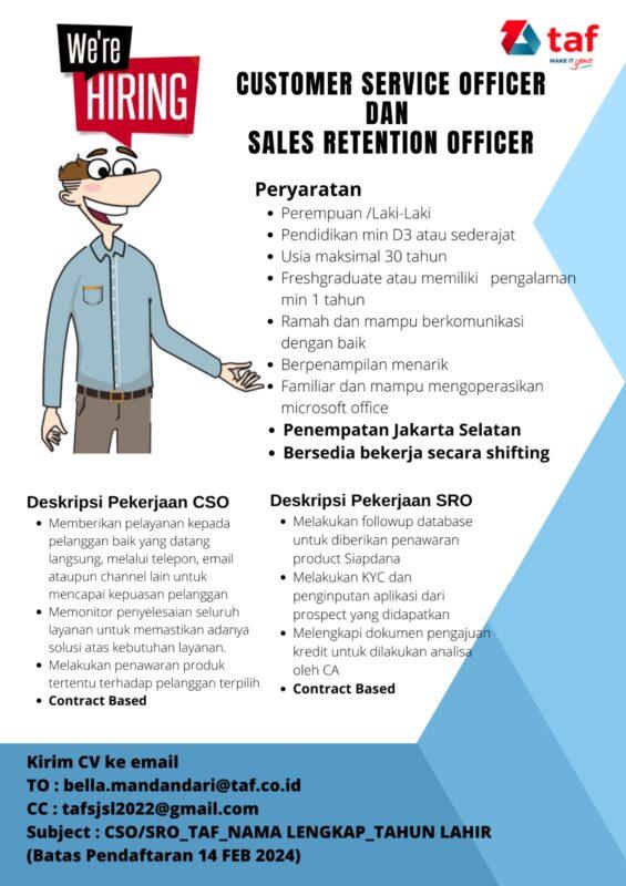 Lowongan Kerja Customer Service Officer - Sales Retention Officer di ...