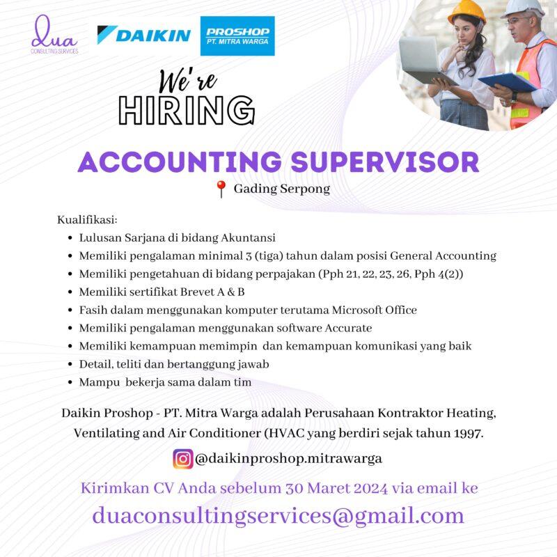 Lowongan Kerja Sales Enginer - Accounting Supervisor di PT. Mitra Warga ...