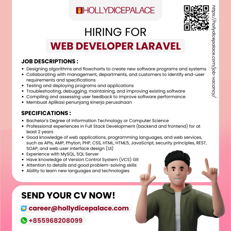 Lowongan Kerja Web Developer Laravel di Hollydice Palace - JakartaKerja