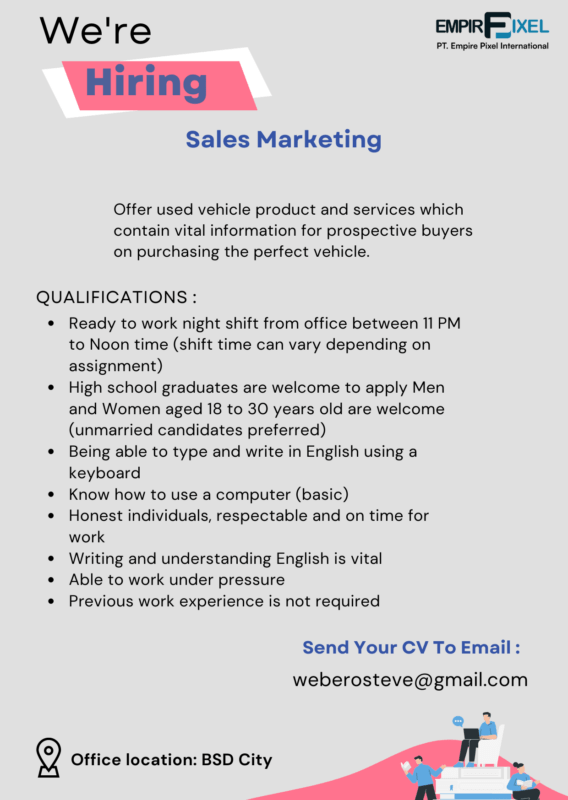 Lowongan Kerja Sales Marketing di Empire Pixel International - JakartaKerja