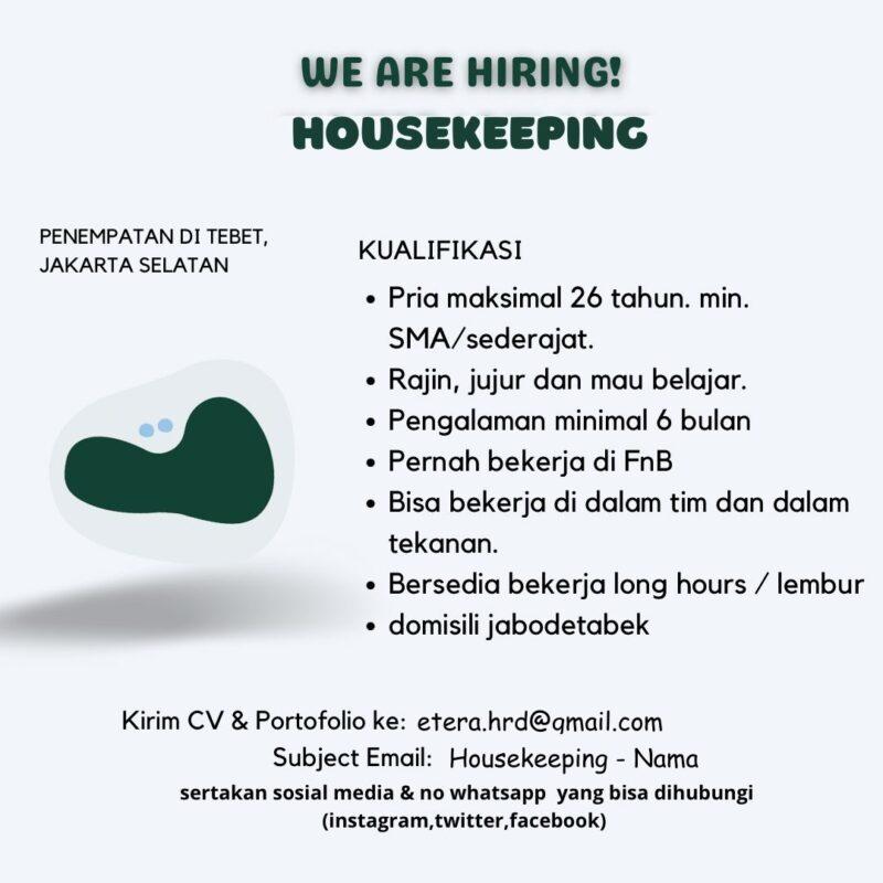 Lowongan Kerja Housekeeping di Etera Cafe - JakartaKerja