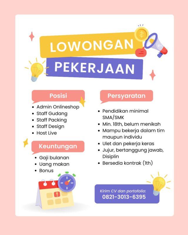 Lowongan Kerja Admin Onlineshop - Staff Gudang - Staff Packing - Staff ...