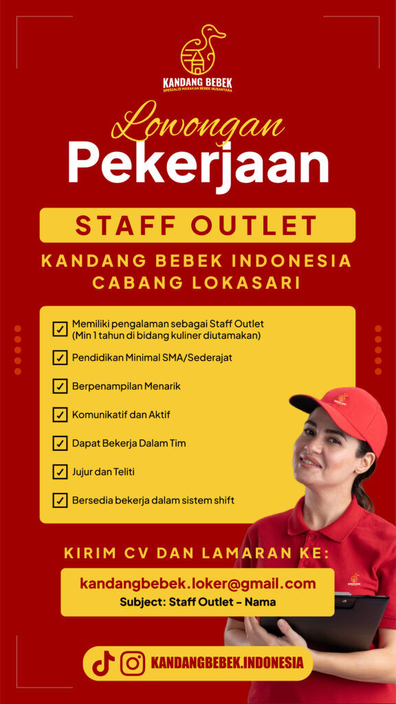 Lowongan Kerja Staff Outlet di Kandang Bebek Indonesia - JakartaKerja