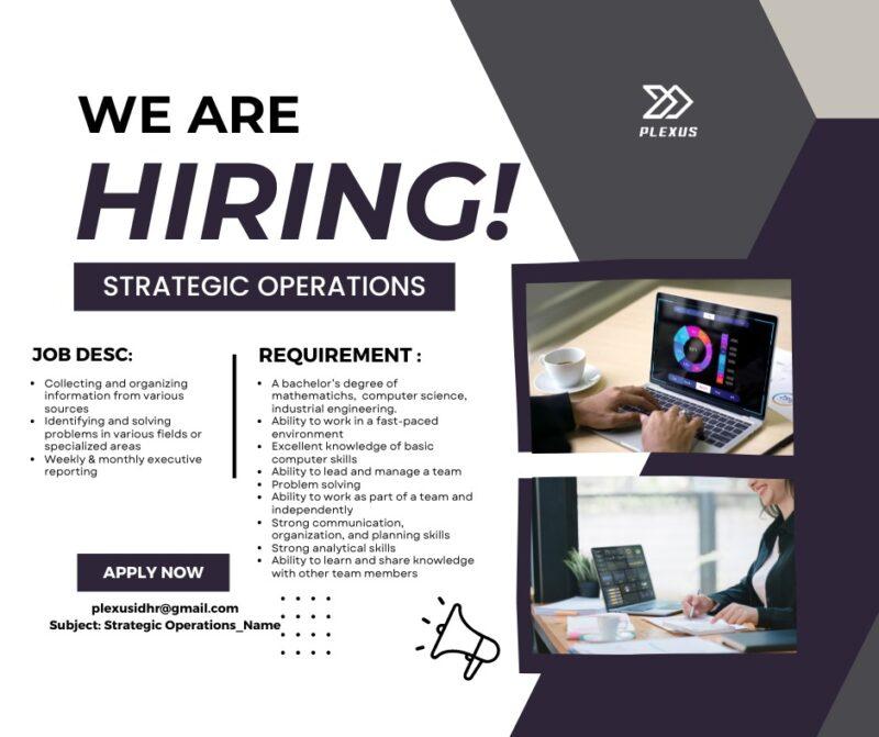 Lowongan Kerja Strategic Operations di PT. Plexus Distributor Modern - JakartaKerja