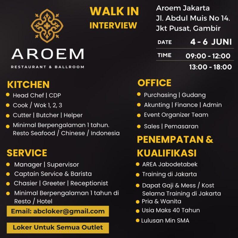Lowongan Kerja Kitchen - Office - Service di Aroem Resto & Ballroom ...