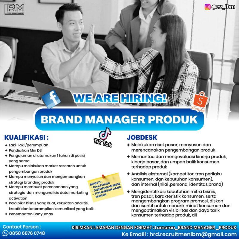 Lowongan Kerja Brang Manager Produk - Content Creator - Advertiser Tiktok & Meta Ads - Staff ...