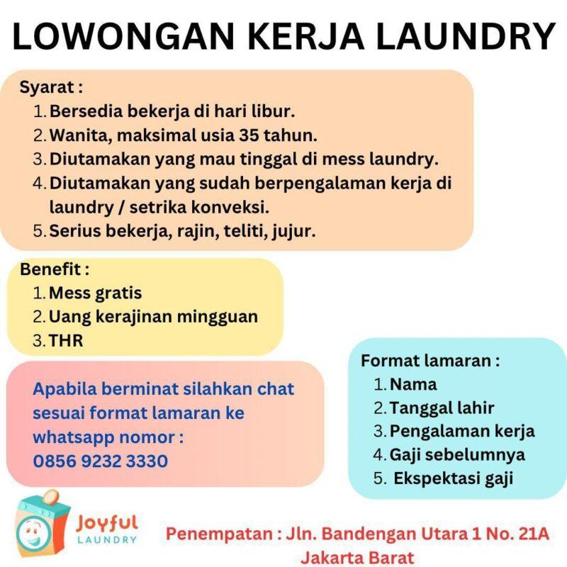 Lowongan Kerja Karyawan Laundry di Joyful Laundry (DUPLICATE) - JakartaKerja