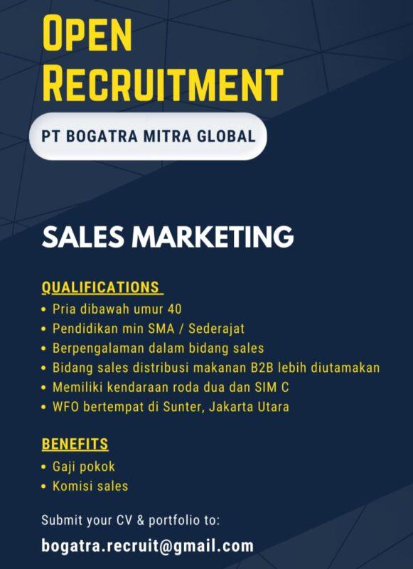 Lowongan Kerja Sales Marketing di PT. Bogatra Mitra Global - JakartaKerja
