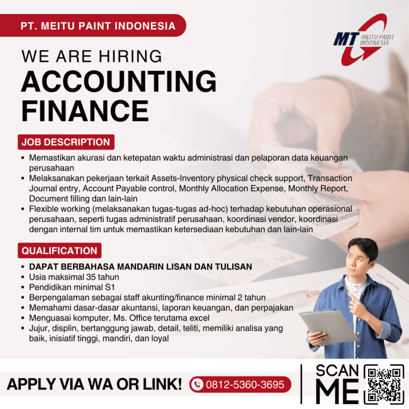 Lowongan Kerja Accounting Finance di PT. Meitu Paint Indonesia ...