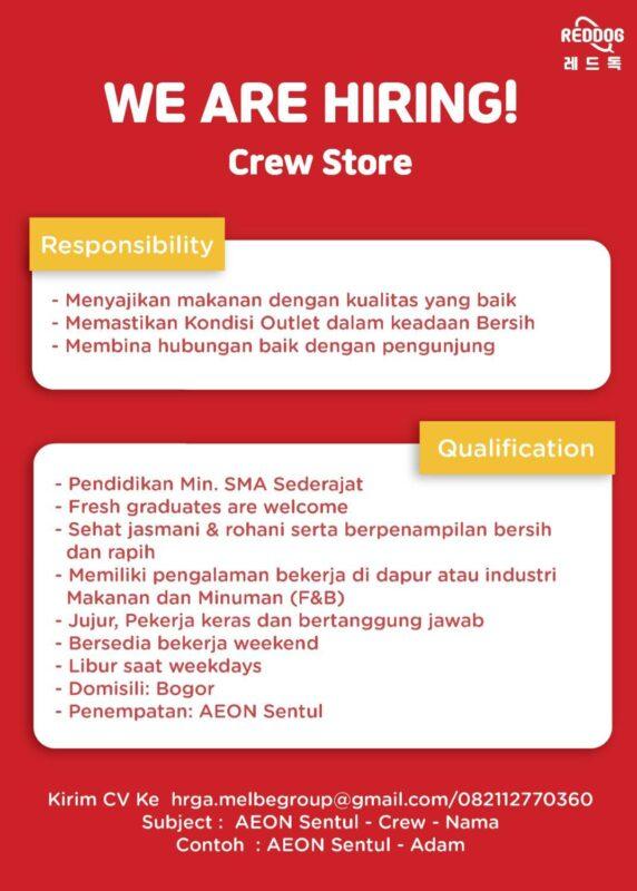 Lowongan Kerja Crew Store - Leader - Crew Outlet di PT. Melbe Tata Boga ...