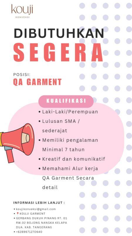 Lowongan Kerja Quality Assurance (QA) - Industrial Engineering (IE ...