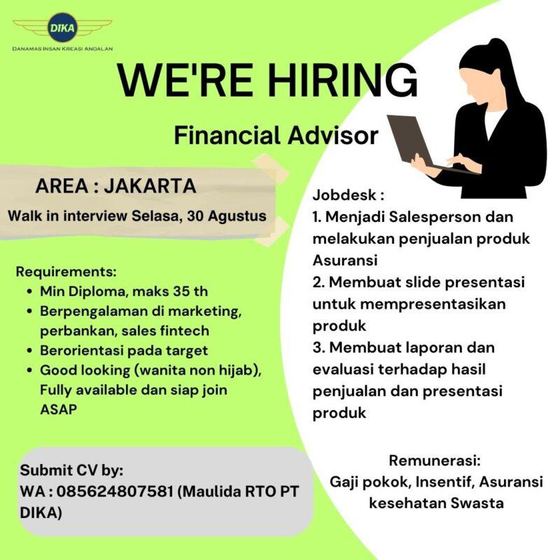 Lowongan Kerja Financial Advisor di PT. Danamas Insan Kreasi Andalan - JakartaKerja