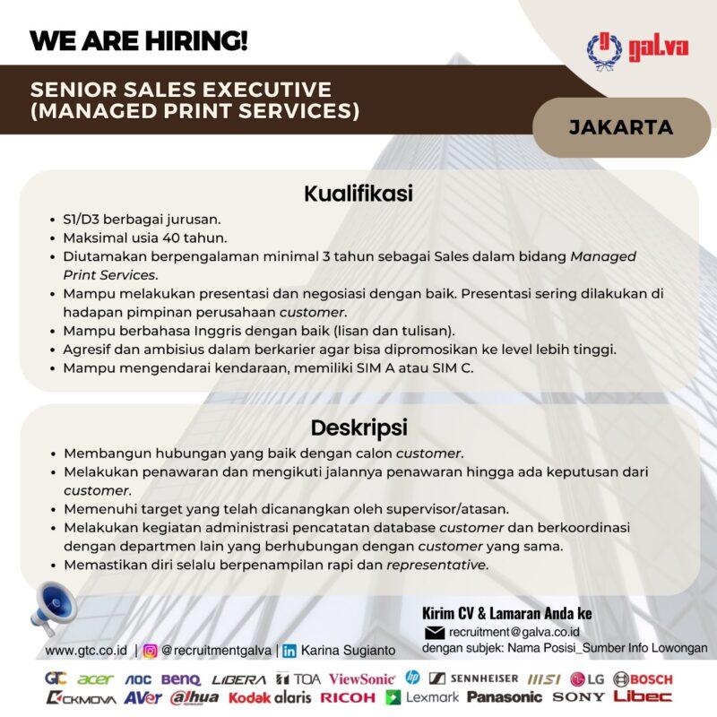 Lowongan Kerja Senior Sales Executive (Managed Print Service) di PT ...