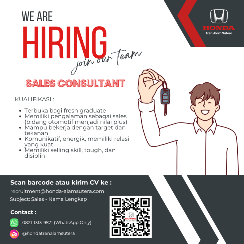 Lowongan Kerja Sales Mobil Honda di PT. Parama Sutera Autotren - JakartaKerja