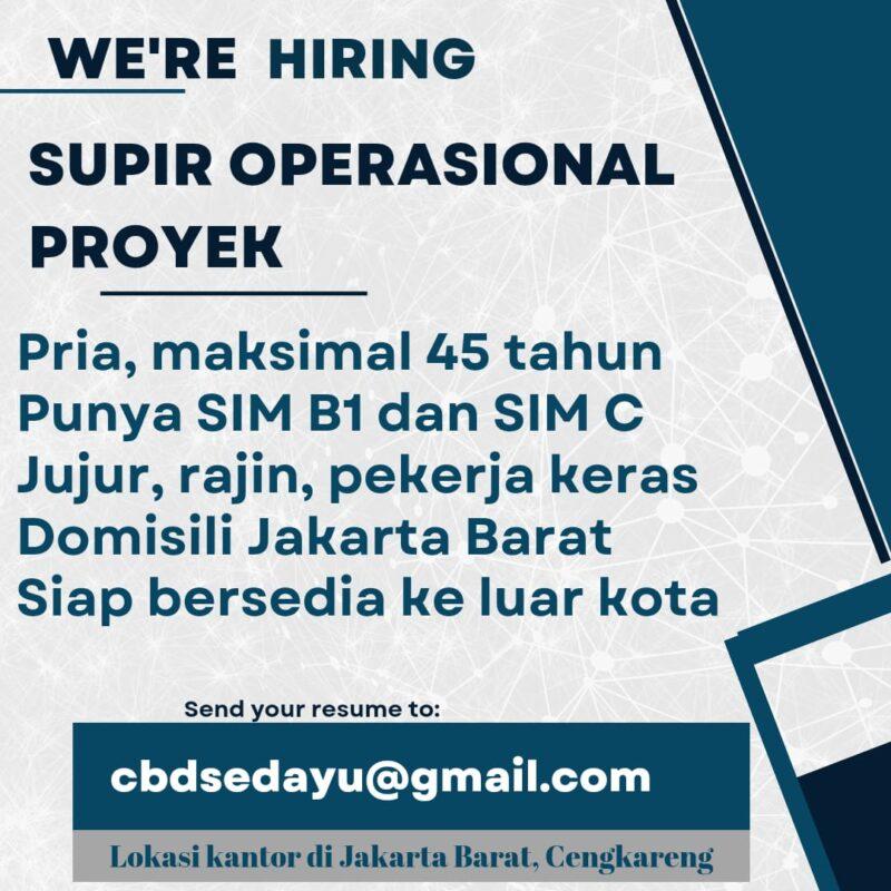 Lowongan Kerja Supir Operasional Proyek di Perusahaan Kontraktor ...
