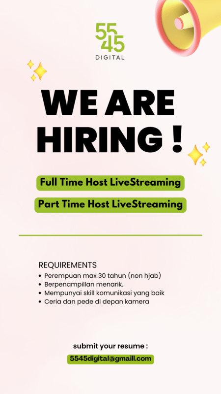 Lowongan Kerja Host Live Streaming di 5545 Digital - JakartaKerja