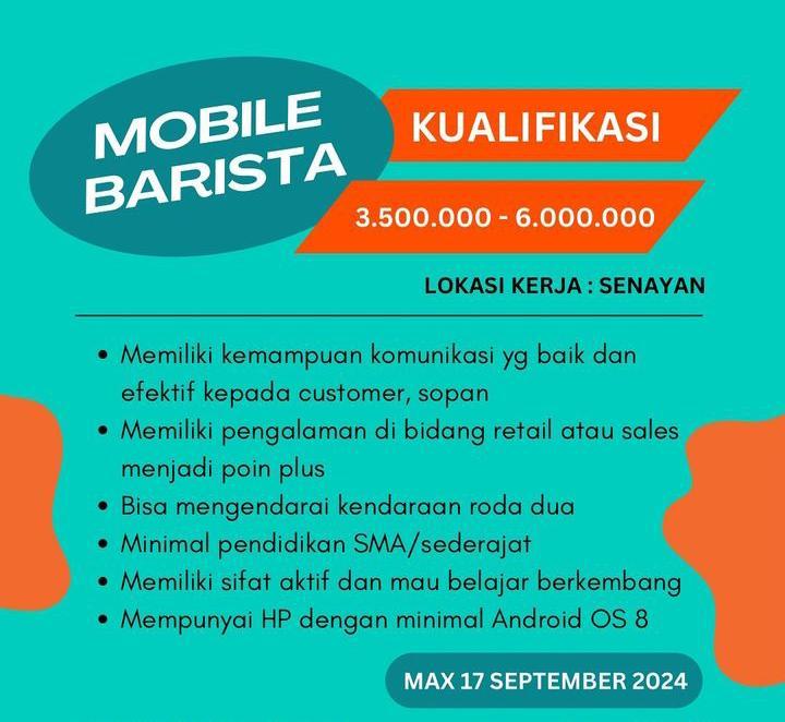 Lowongan Kerja Mobile Barista Sepeda Listrik di Pana Coffe Jakarta ...