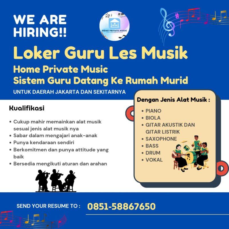 Lowongan Kerja Guru Les Musik di Home Private Music - JakartaKerja