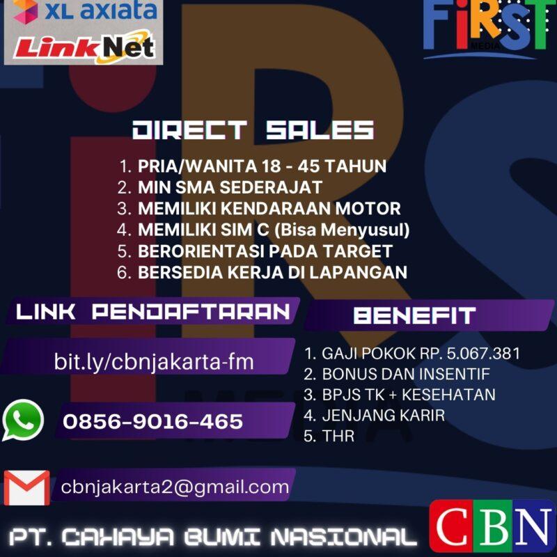 Lowongan Kerja Direct Sales First Media di PT. Cahaya Bumi Nasional (CBN) - JakartaKerja