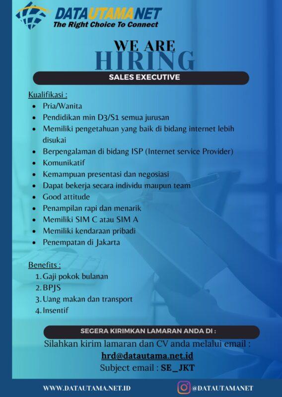 Lowongan Kerja Sales Executive di PT. Data Utama Dinamika - JakartaKerja