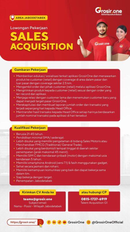 Lowongan Kerja Sales Acquisition di PT. Grosirone Prima Nusantara - JakartaKerja