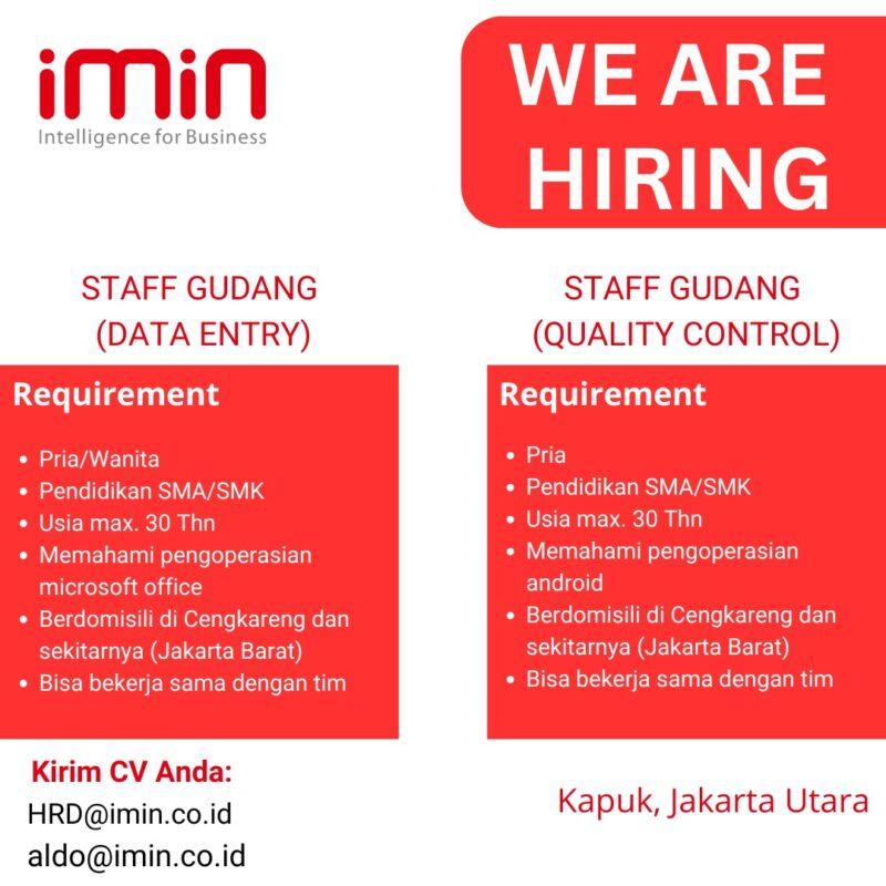 Lowongan Kerja Staff Gudang (Data Entry) - Staff Gudang (Quality ...