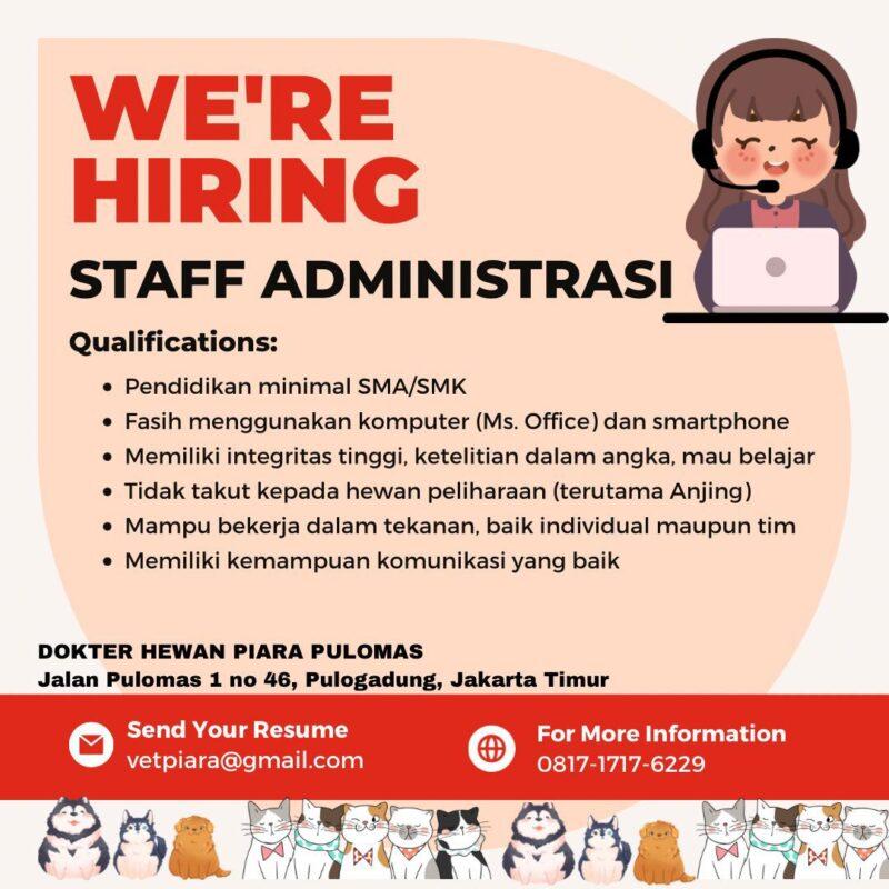 Lowongan Kerja Staff Administrasi di Praktek Dokter Hewan PIARA Vet ...