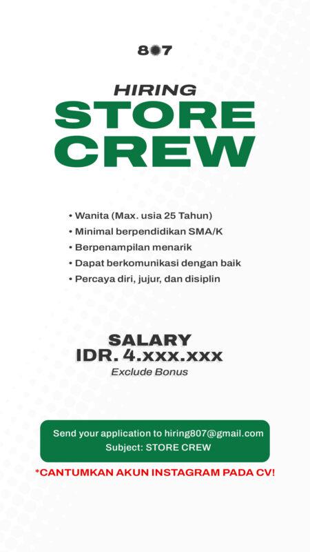Lowongan Kerja Store Crew di 807 Garage - JakartaKerja
