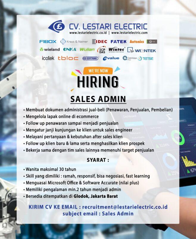 Lowongan Kerja Sales Admin di CV Lestari Electric - JakartaKerja
