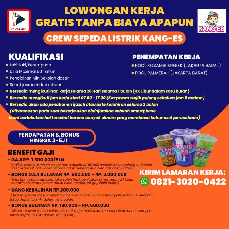 Lowongan Kerja Crew Sepeda Listrik Kang Es di PT. Agung Persada Raya ...