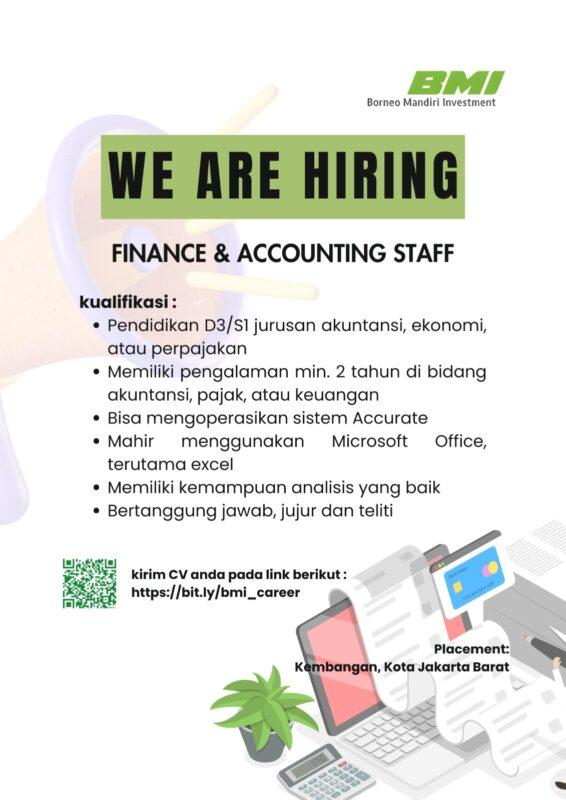 Lowongan Kerja Finance & Accounting Staff di PT. Borneo Mandiri Investment - JakartaKerja