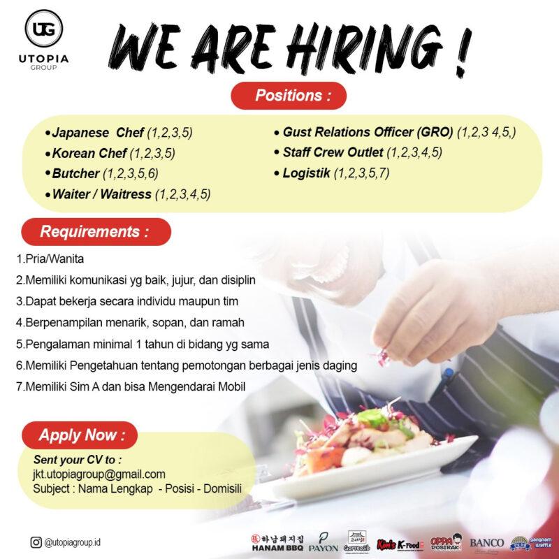 Lowongan Kerja Japanese Chef - Korean Chef - Butcher - Waiter/Waitress ...