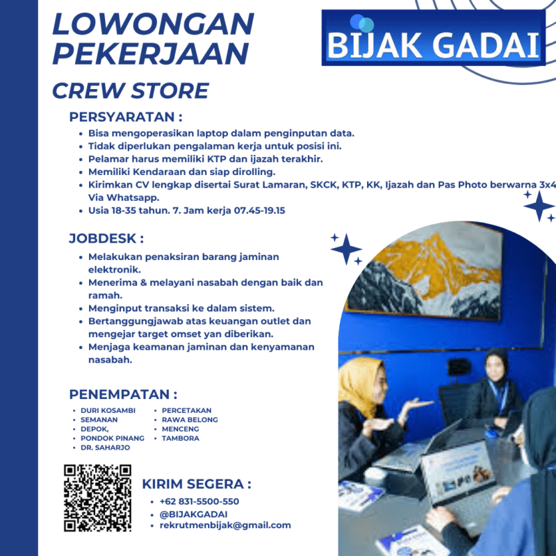Lowongan Kerja Crew Store di Aman Bijak Gadai - JakartaKerja