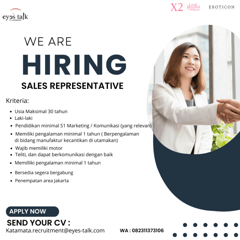 Lowongan Kerja Sales Representative di PT. Katamata - JakartaKerja