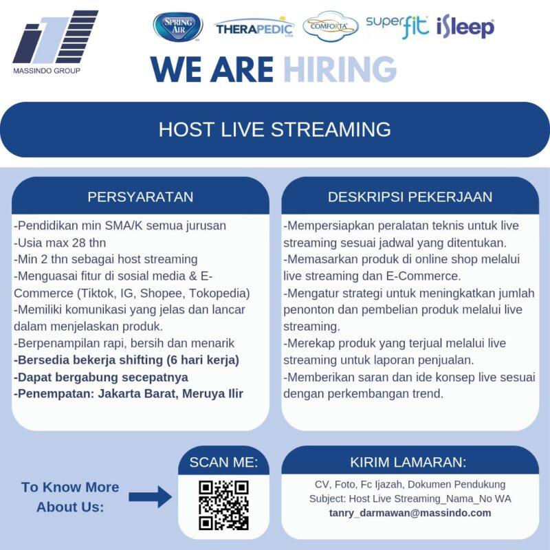 Lowongan Kerja Host Live Streaming - Admin Sales Retail di PT. Massindo Karya Prima (GANDAKAN ...