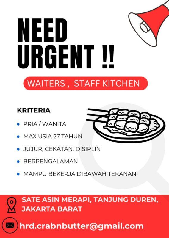 Lowongan Kerja Waiters - Staff Kitchen di Sate Asin Merapi - JakartaKerja