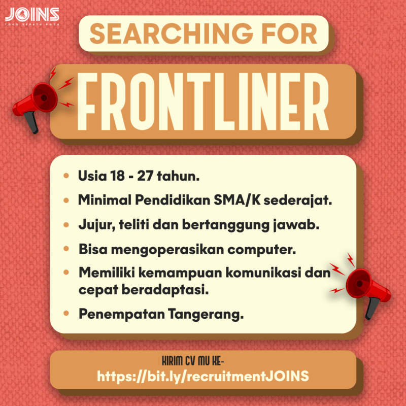 Lowongan Kerja Frontliner di Joins Toko Sepatu Roda - JakartaKerja