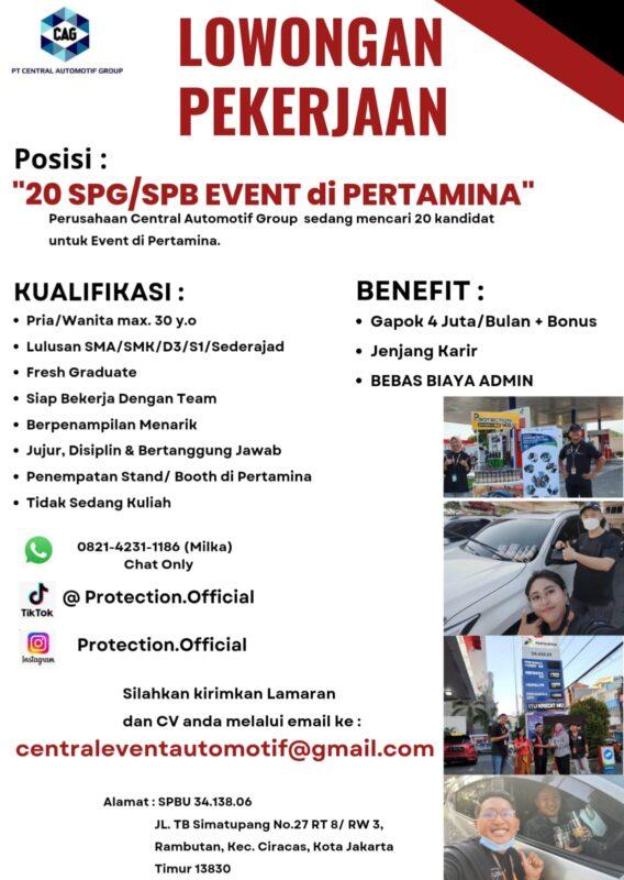 Lowongan Kerja 20 SPG/SPB Event di Pertamina di PT. Central Automotif Group - JakartaKerja