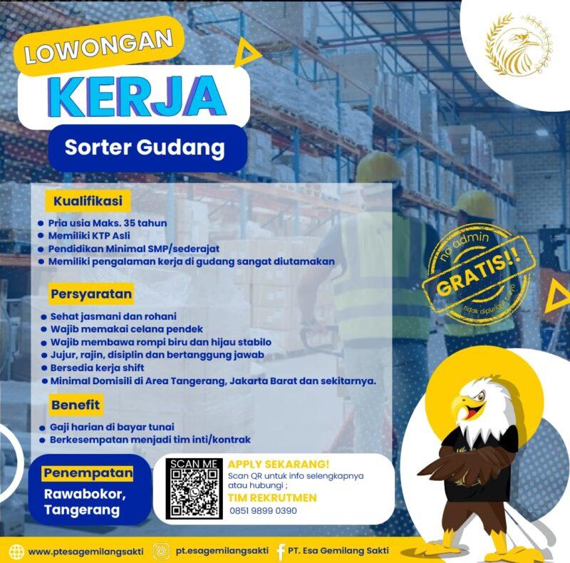 Lowongan Kerja Sorter Gudang di PT. Esa Gemilang Sakti - JakartaKerja