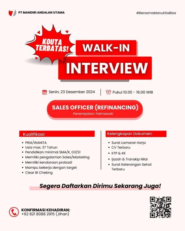 Lowongan Kerja Sales Officer (Refinancing) di PT. Mandiri Andalan Utama ...