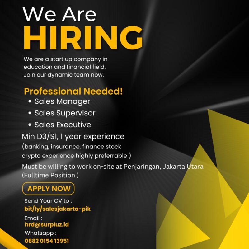 Lowongan Kerja Sales Manager - Sales Supervisor - Sales Executive di PT ...