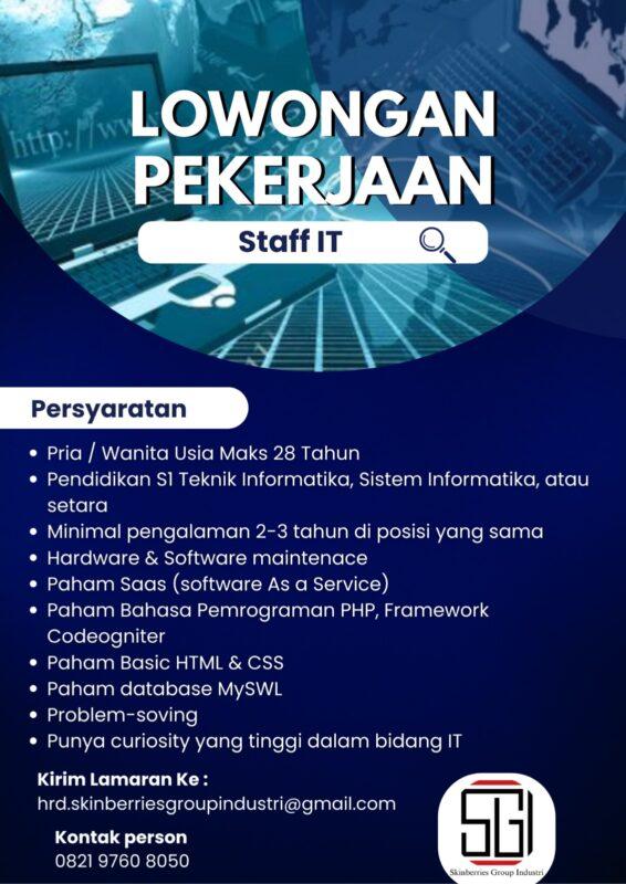 Lowongan Kerja Staff IT - SPV Purchasing - Staff Legal - Manager ...