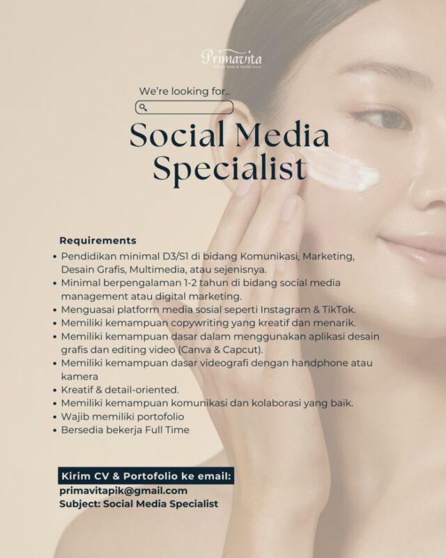 Lowongan Kerja Social Media Specialist di Primavita Clinic PIK - JakartaKerja