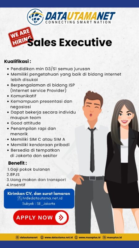 Lowongan Kerja Sales Executive di PT. Data Utama Dinamika - JakartaKerja