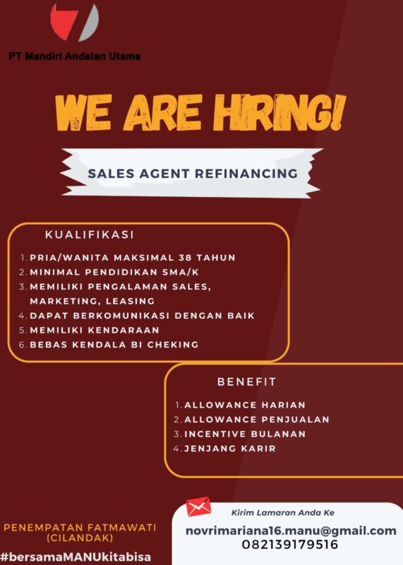 Lowongan Kerja Sales Agen Refinancing di PT. Mandiri Andalan Utama ...