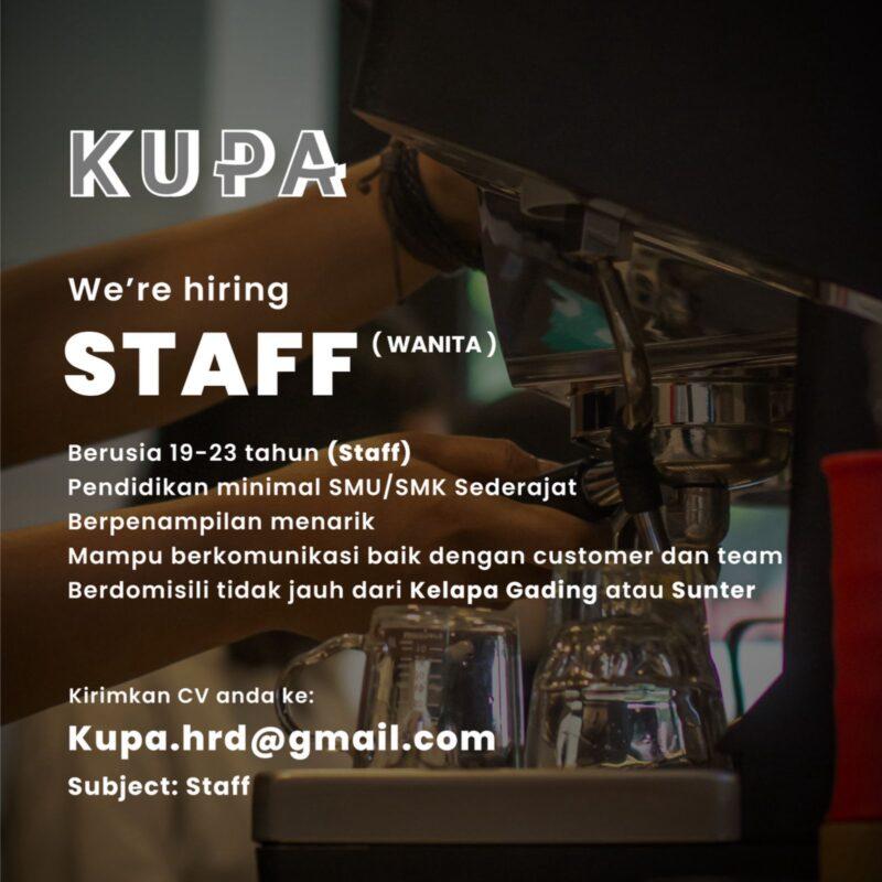 Lowongan Kerja Staff Kasir di Kupa Coffee & Homemade Waffle - JakartaKerja