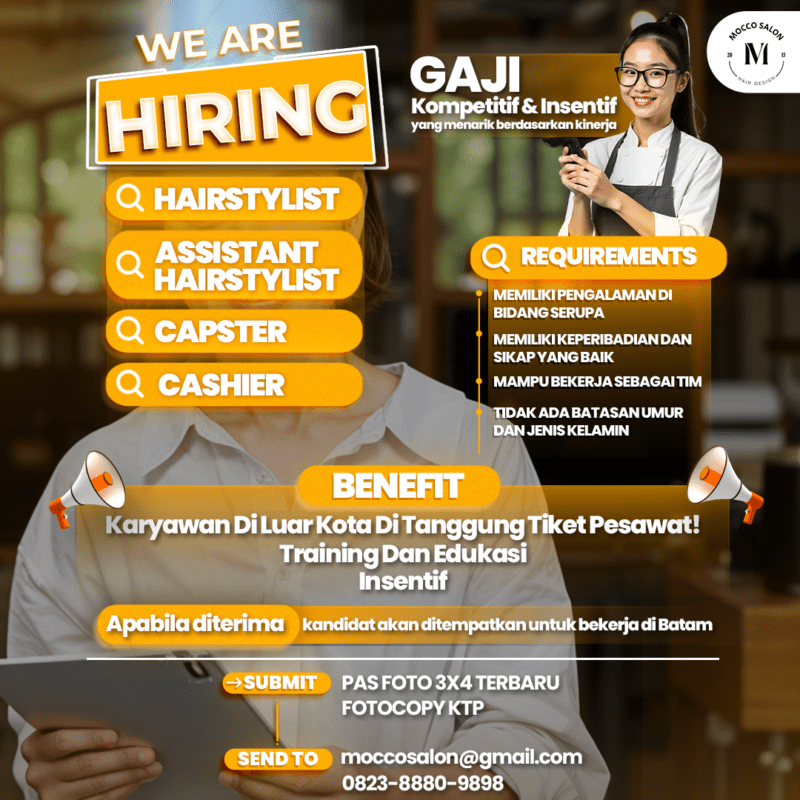 Lowongan Kerja Hair Stylist - Assistant Hair Stylist - Capster ...